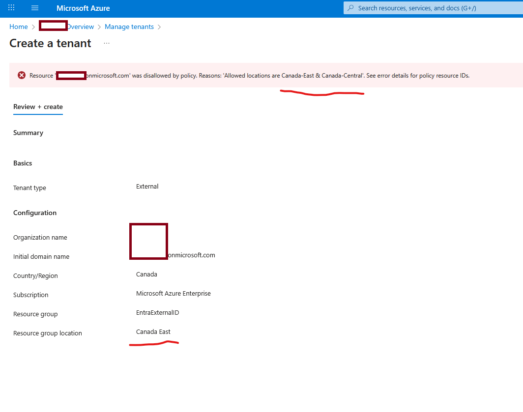 Unable to create Entra External ID Tenant - Microsoft Q&A