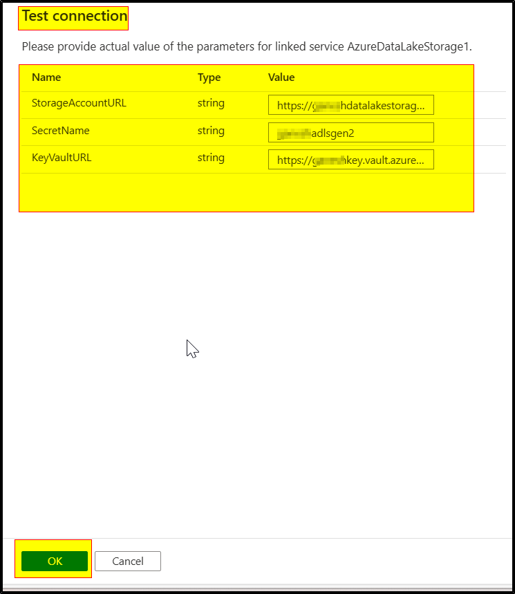 Linked serice parameterization for azure synapse - Microsoft Q&A