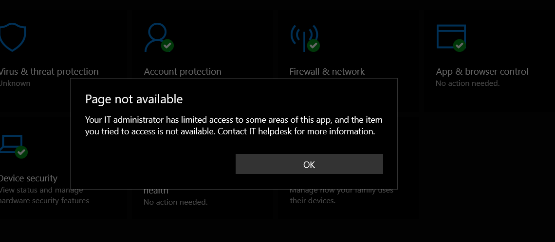 windows defender sorry we ran into unexpected error please try again later - Microsoft Q&A