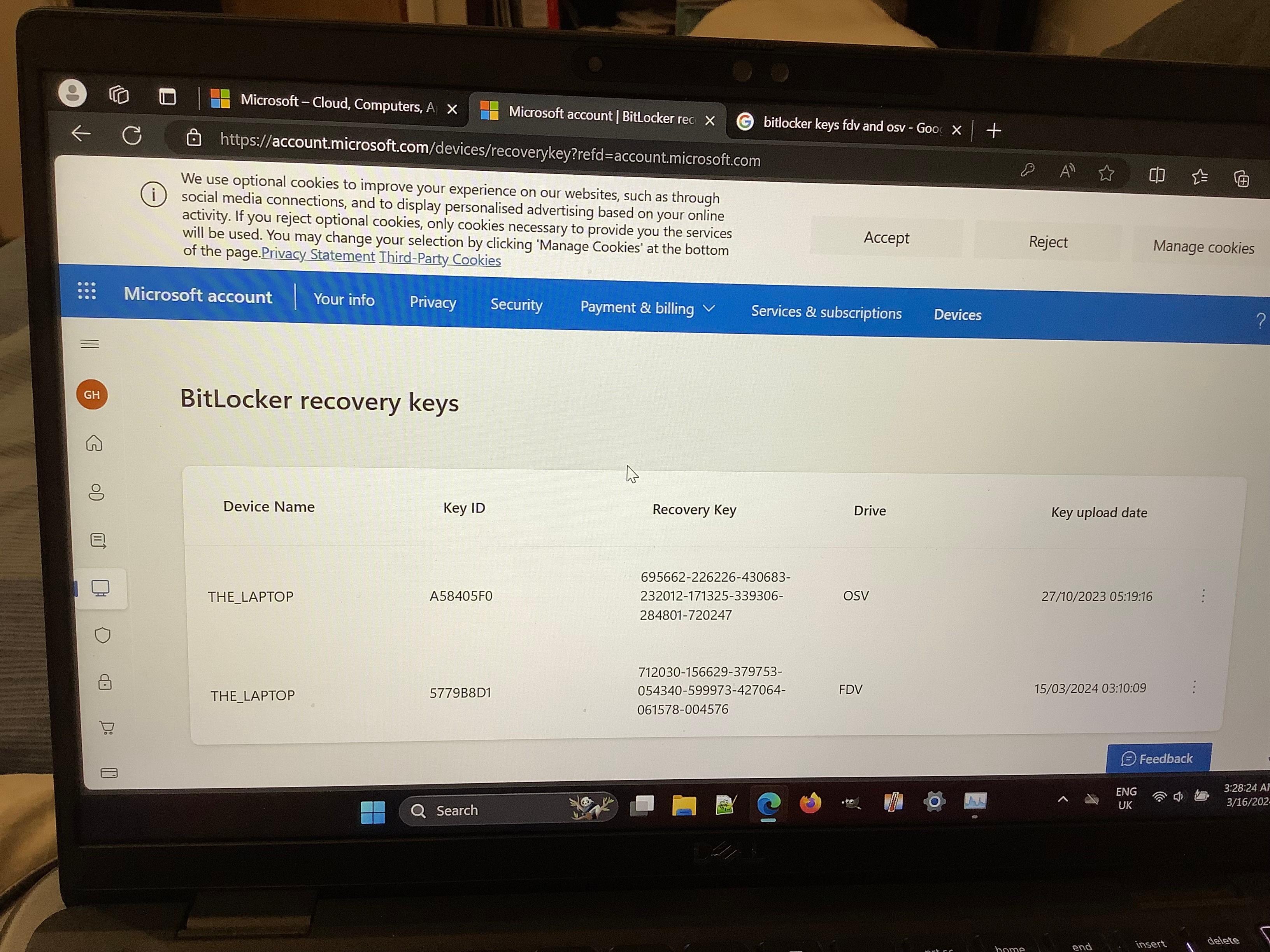 I seem to have two Bitlocker-Keys... - Microsoft Q&A