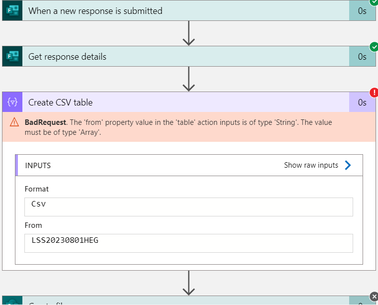 LogicApps: Saving all Microsoft Form responses to a .csv deposited into an assigned Sharepoint ...