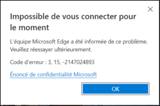 Microsoft Edge Sync problem in RDS environment -- impossible to connect ... Microsoft Edge Sync problem in RDS environment -- impossible to connect ...