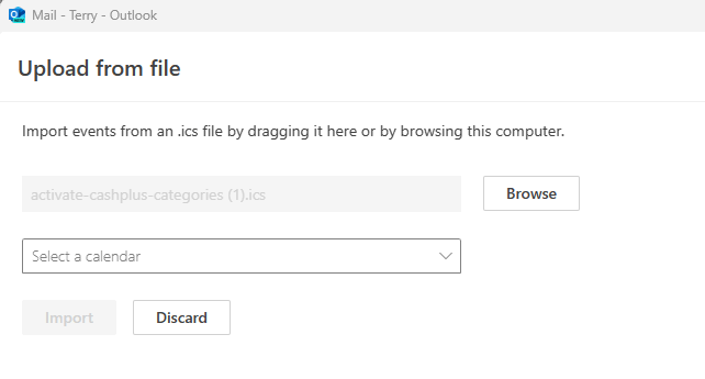 Unable to choose "select a calendar" when adding an ics or other ...