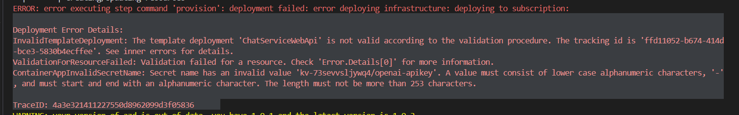 I Am Deploying The Azure Vector Search Ai Assistant Github Code Using Open Ai Service But 