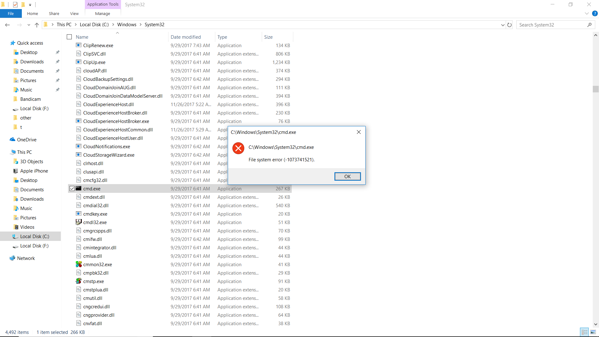 File System Error (-1073741521) - Microsoft Q&A