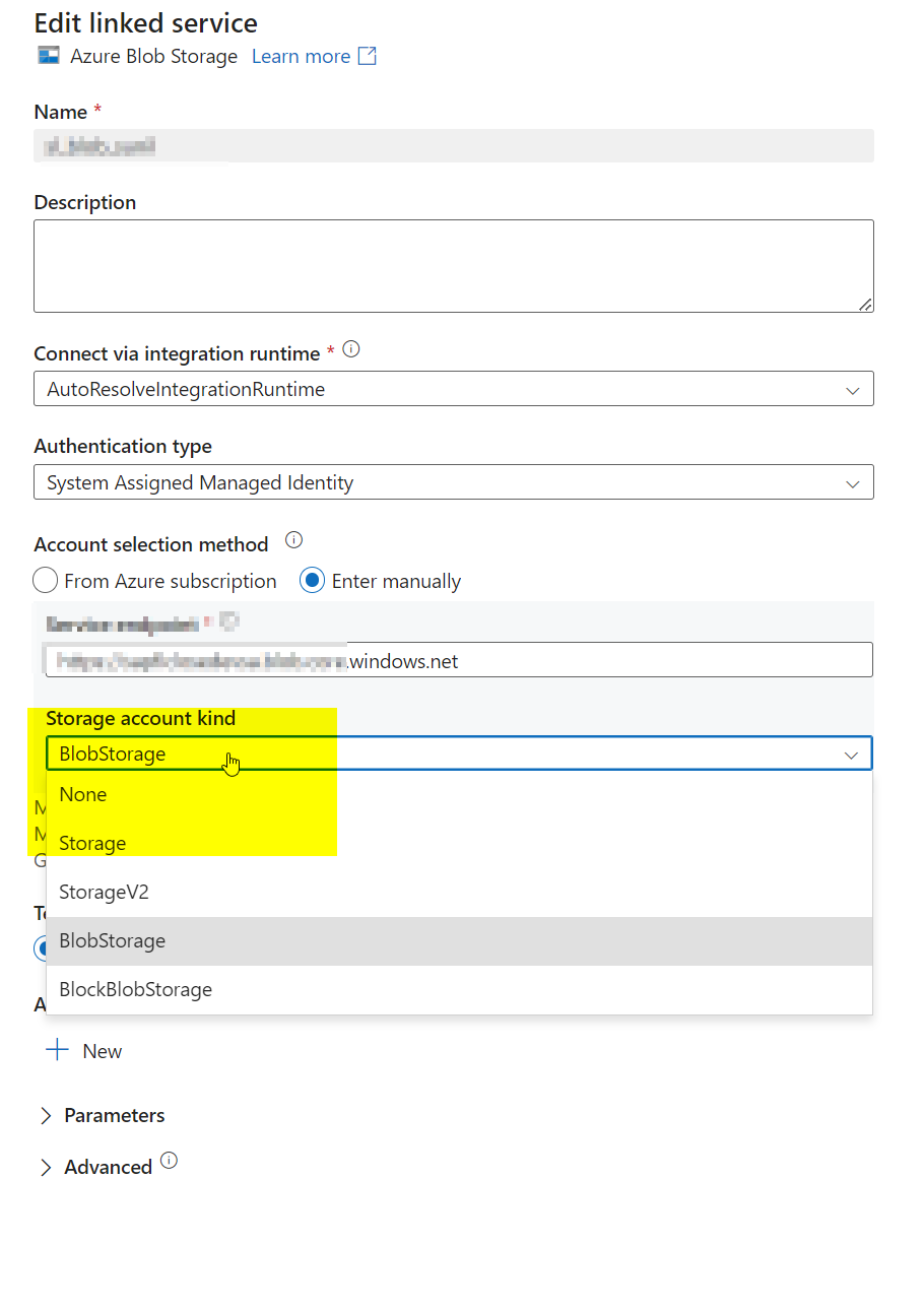 AD (MSI) connection issue with Azure Blob storage to ADF Data flow. Getting DNS error ...