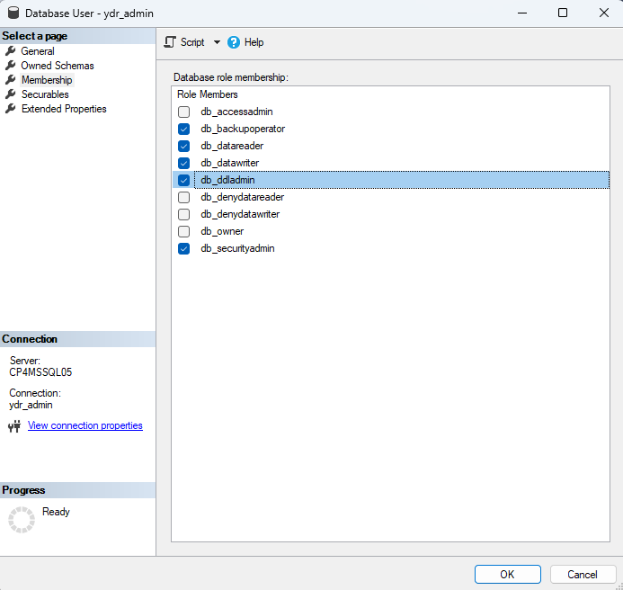 Issue With Create Update Table In Mssql With Dbddladmin Permission