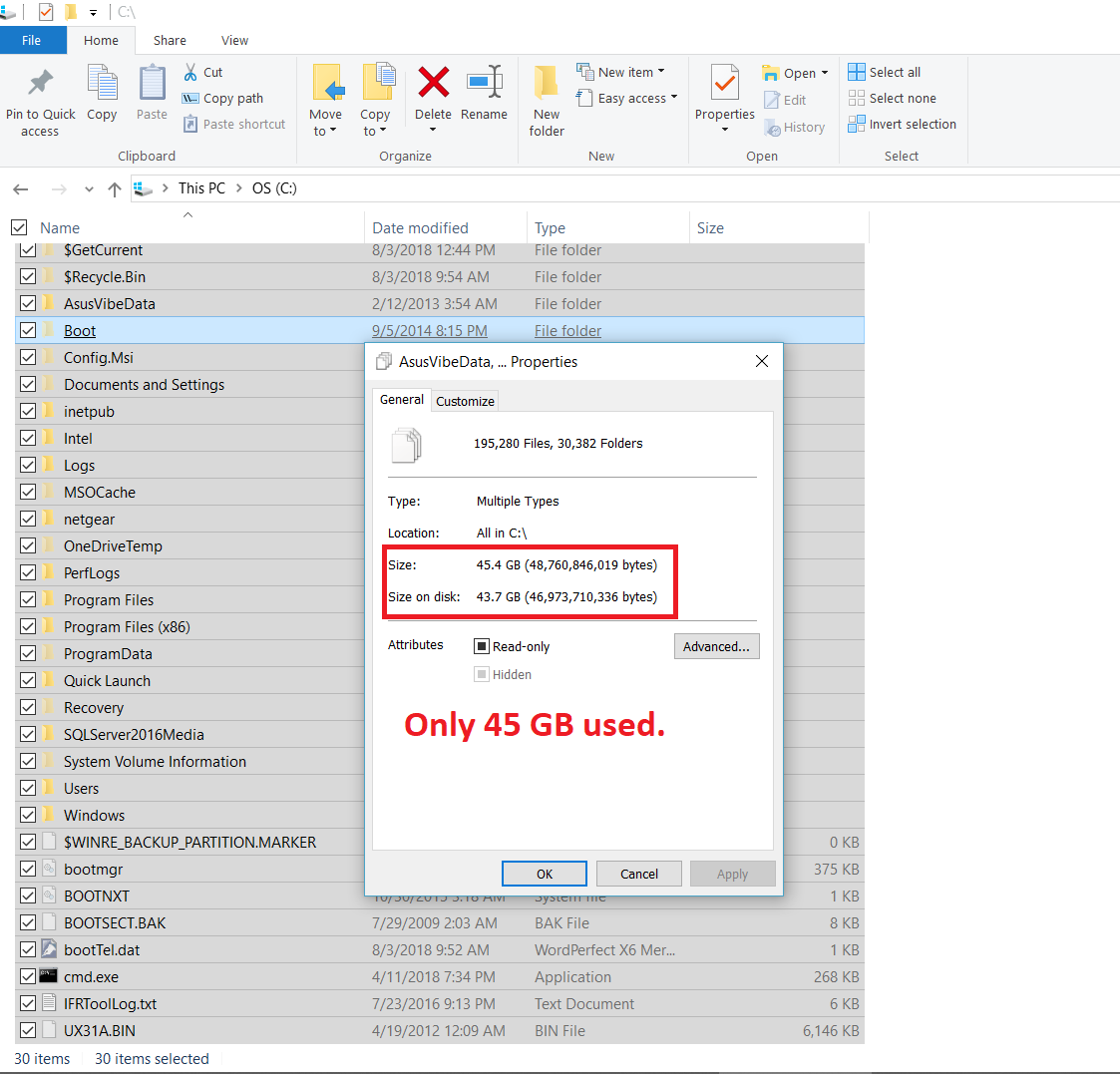 missing disk space - Microsoft Q&A