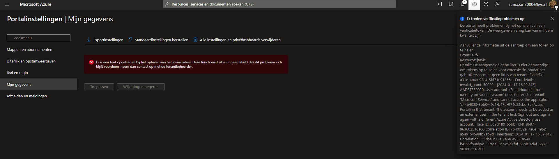 Account Has Strange Token Errors And Cant Join New Devops Projects Microsoft Qanda