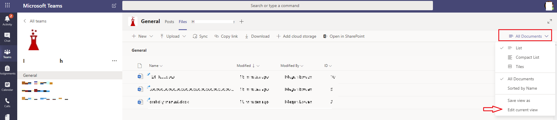 Teams - Default View on the Files tab - Microsoft Q&A