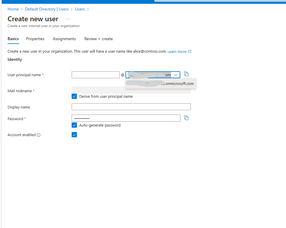 While creating new user account in Microsoft Entra ID, it is showing ... While creating new user account in Microsoft Entra ID, it is showing ...