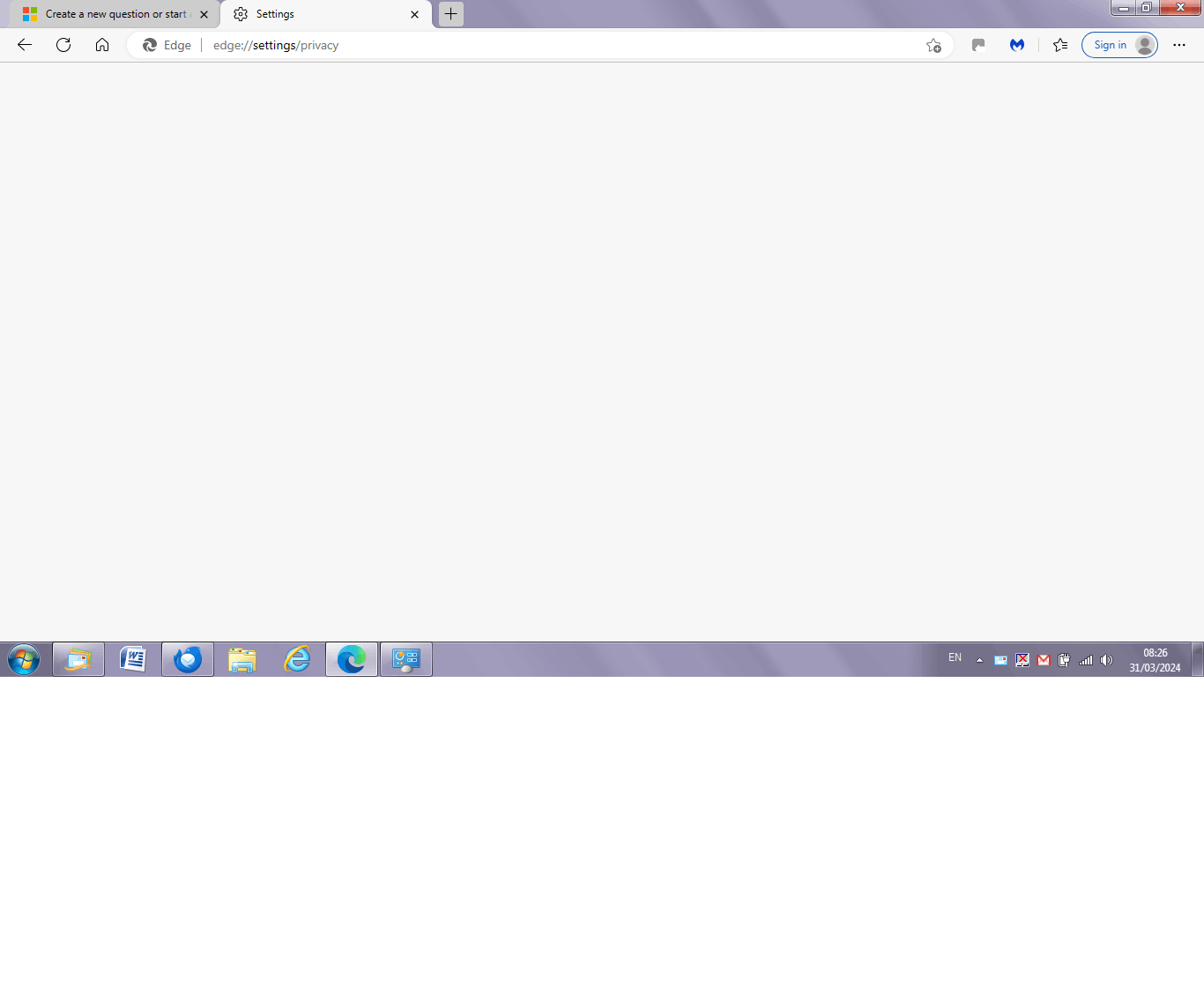 My Edge Settings Privacy (Privacy, search and services) page is a total ...