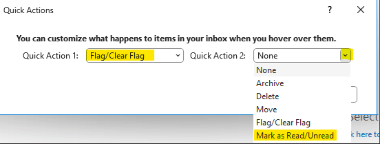 Outlook Item List - email quick actions/options - Microsoft Q&A