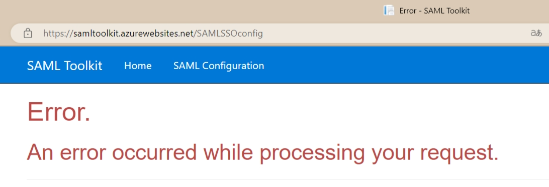 配置SAML toolkit 时发生报错 - Microsoft Q&A