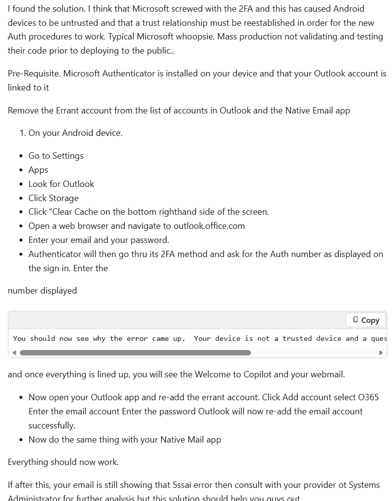 trouble installing microsoft outlook onto new android phone - Microsoft Q&A