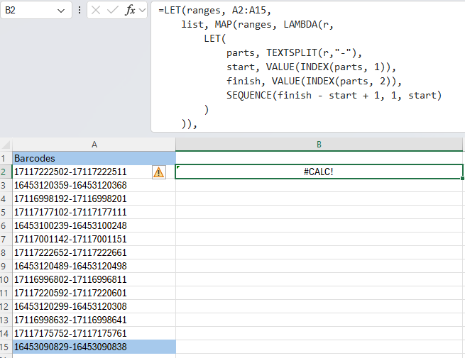 How to fix this error #CALC! in excel - Microsoft Q&A