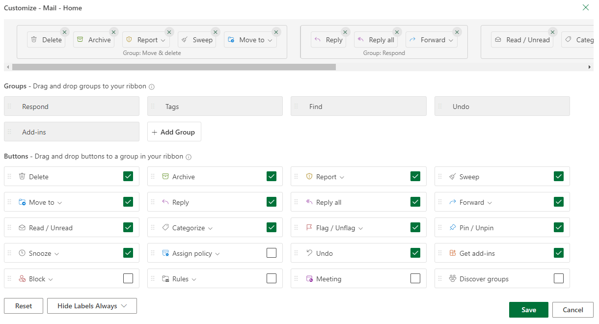 Quick Steps OWA - Enable/Disable - Microsoft Q&A