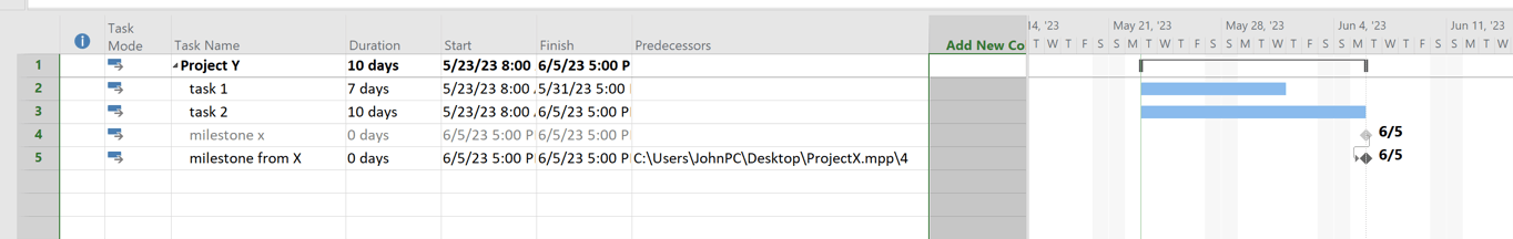 Show milestone from different project files in MS project - Microsoft Q&A