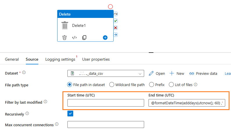 How to dynamically express to Delete files older than xx days ...