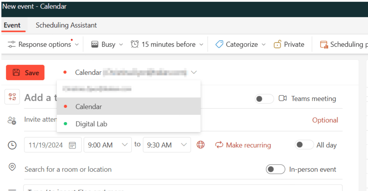 How can I send a calendar invite from a shared mailbox using the new ...