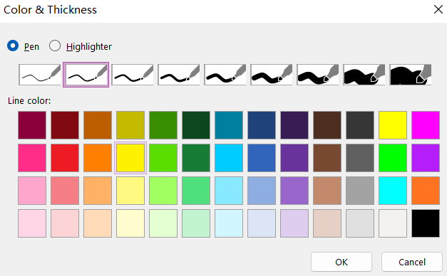 I can no longer find the color palette for surface pen option in ...