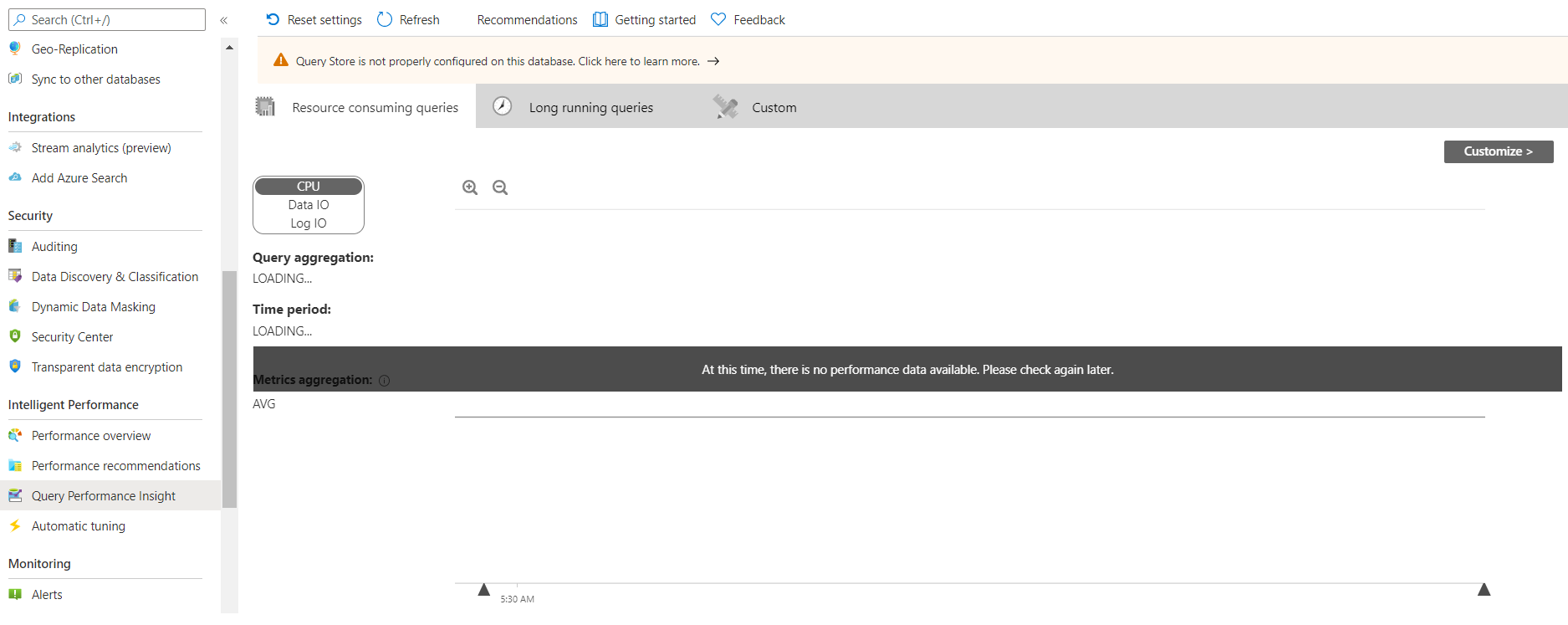 Query Performance Insight is unavailable in Azure Portal. - Microsoft Q&A