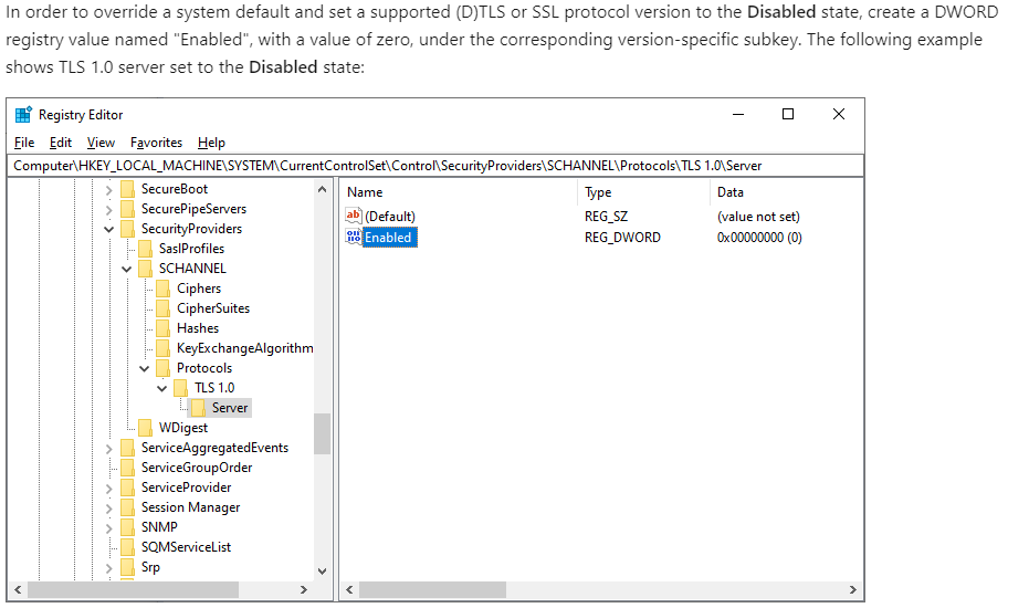 Cipher Suites In Windows 16 Is Showing Tls 10 And Not The Correct Tls 12 Microsoft Qanda