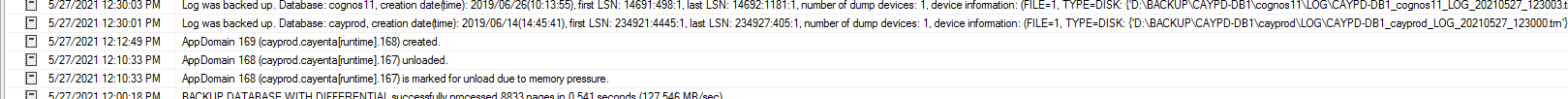 MSSQL 2016 Server Logs showing "APPDOMAIN unloading due to memrory pressure" message - Microsoft Q&A