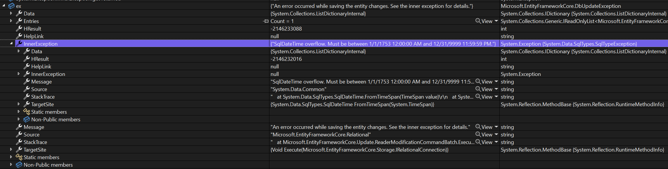 How Would I Know Which Field Causing Dbupdateexception In Entity Framework 7 Microsoft Qanda
