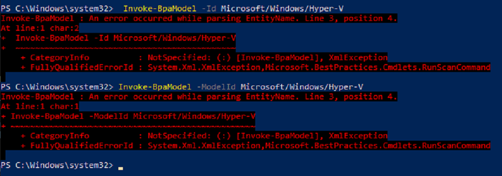 BPA Scan failing for Hyper-V (An error occurred while parsing EntityName) - Microsoft Q&A