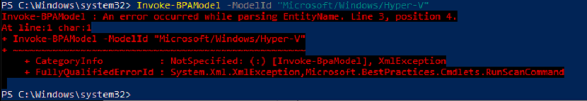 Bpa Scan Failing For Hyper V An Error Occurred While Parsing Entityname Microsoft Qanda 