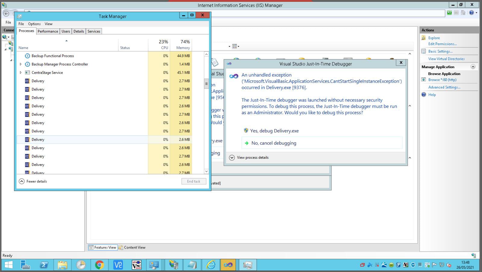 iis crashing or application is crashing the iis (i dont know ...