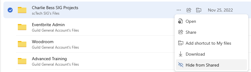 OneDrive Shared With Me Items that I cannot remove suggestions ...