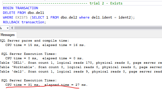 Delete using JOIN vs using subquery performance - Microsoft Q&A Delete using JOIN vs using subquery performance - Microsoft Q&A