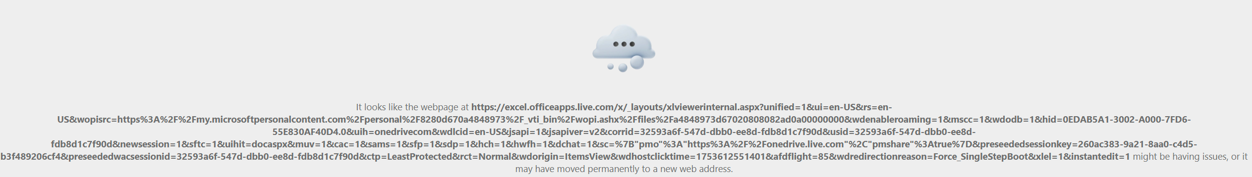 Online office apps not working only showing It looks like the webpage at... might be having ...