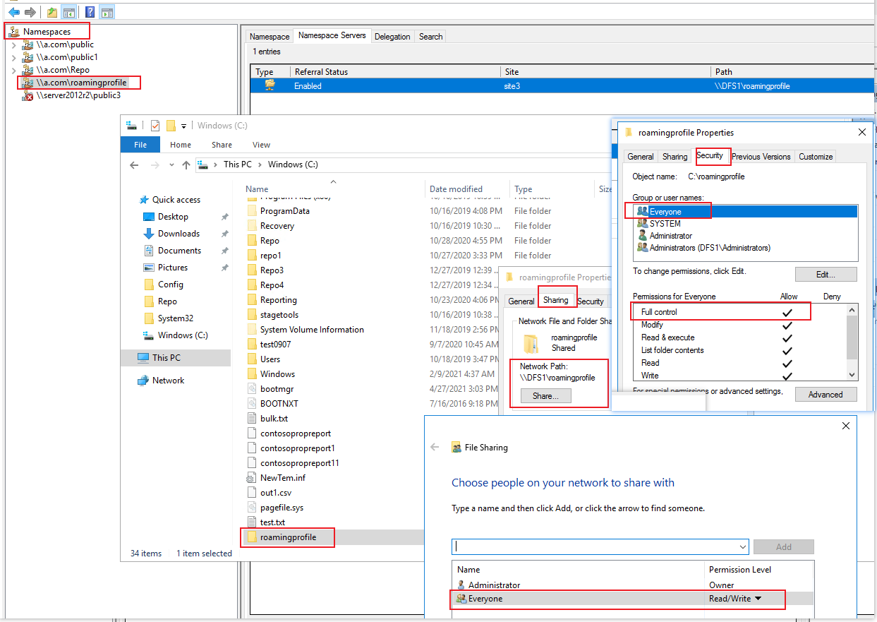 Win10 Roaming profile .v6 folder is NOT creating in File share(DFS ...