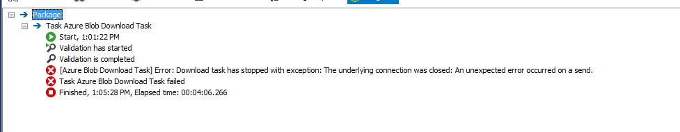 Error During Data Pull From Blob Using Ssis With Azure Feature Pack On Azure Vm Microsoft Qanda
