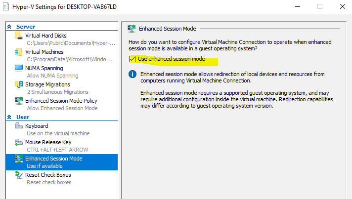 Enhanced session always gray - Host System W10 Pro 20H2, Guest System ...