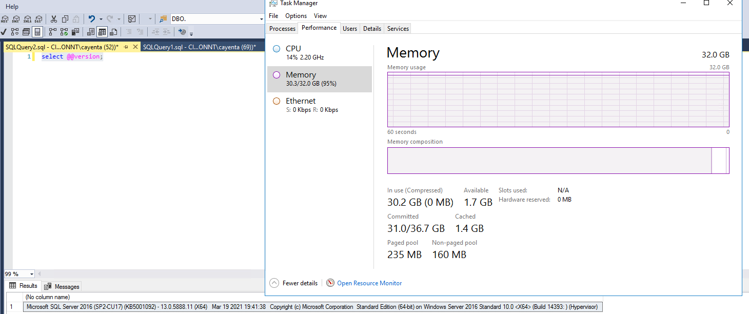 MSSQL 2016 Server Logs showing "APPDOMAIN unloading due to memrory pressure" message - Microsoft Q&A