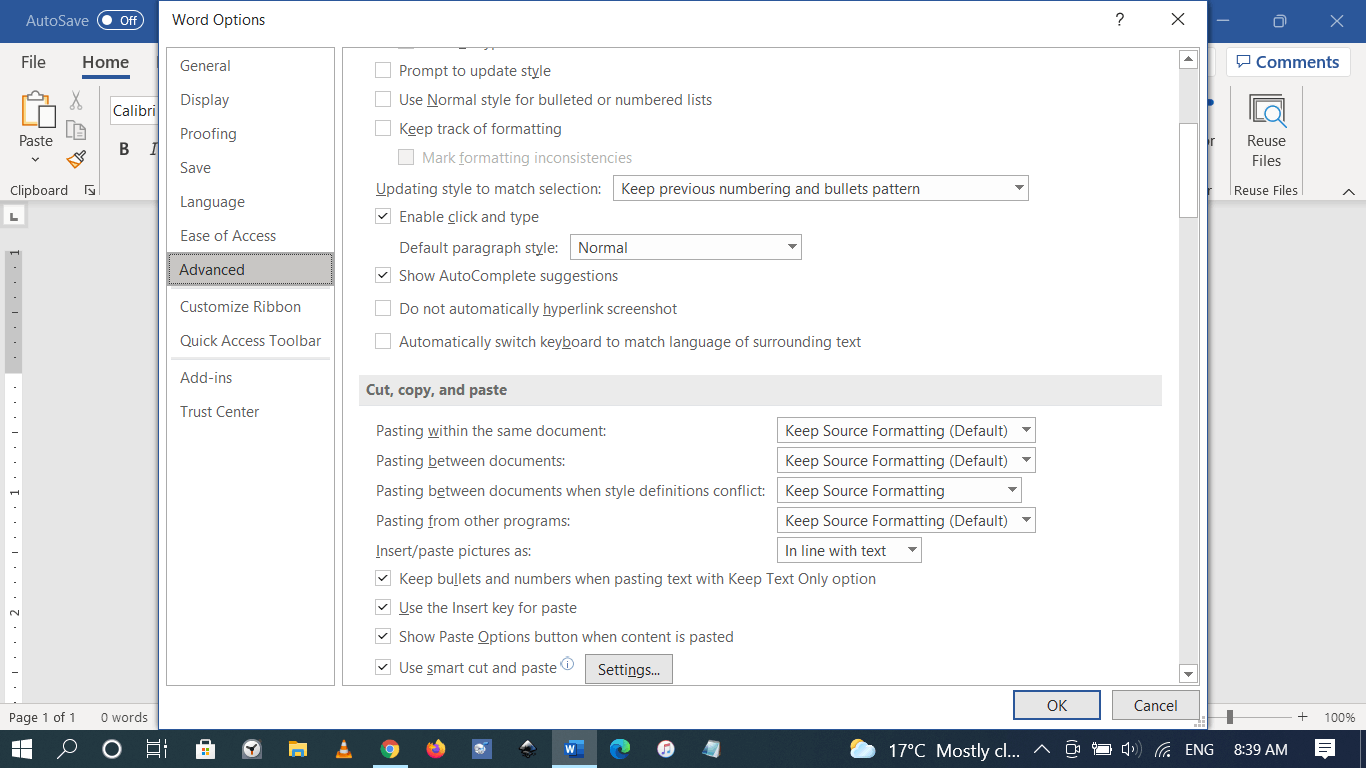 Word paste options aren't showing - Microsoft Q&A