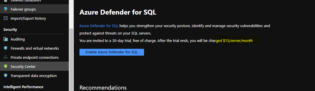 Azure Security Recommendation - ADS pricing? - Microsoft Q&A