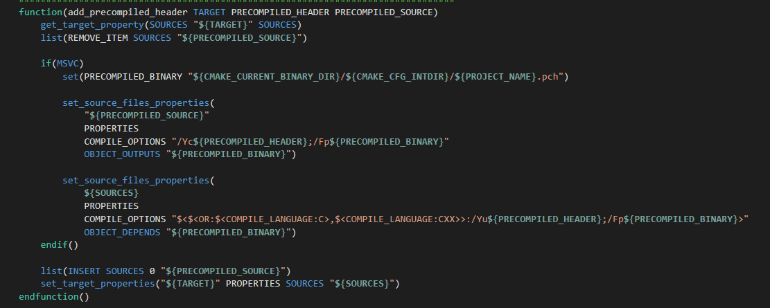 [CMake] Black GUI for adding items with precompiled headers - Microsoft Q&A