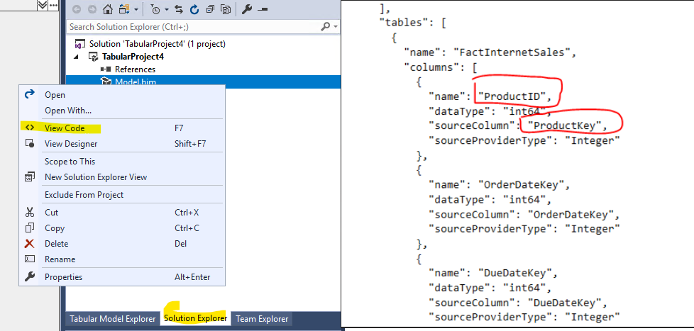 Where is source column in SSAS in visual studio? - Microsoft Q&A