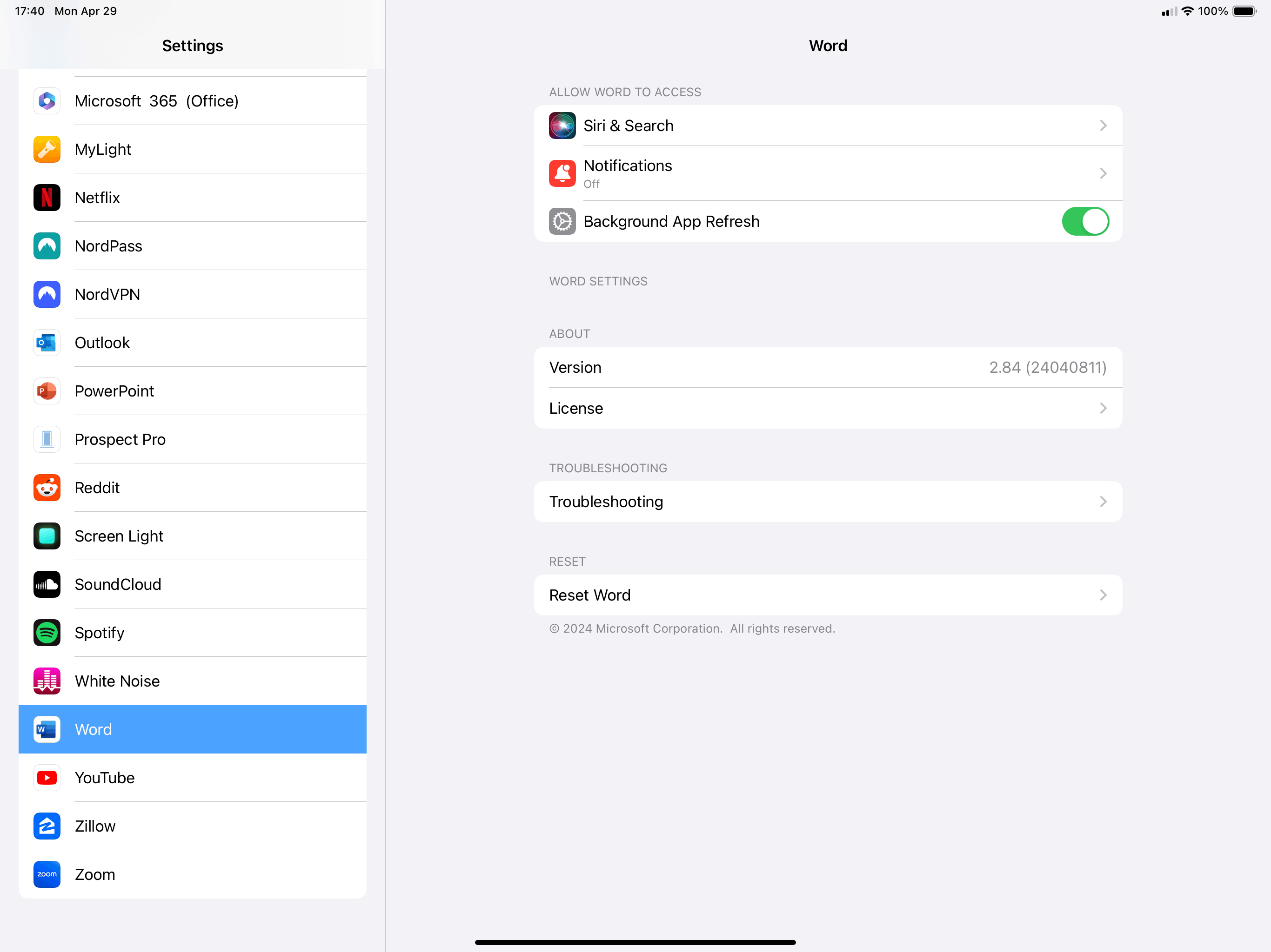 I am unable to save word docs to icloud files on my ipad ...