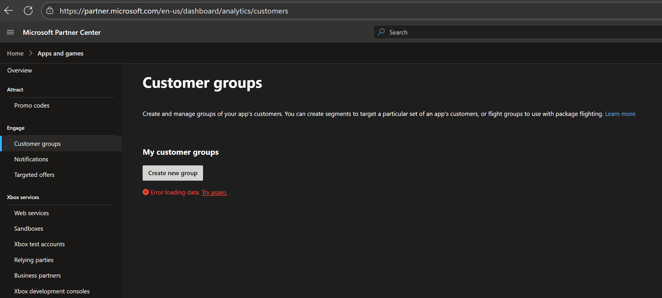 I am not able to create/update a Customer Group in Microsoft partner ...