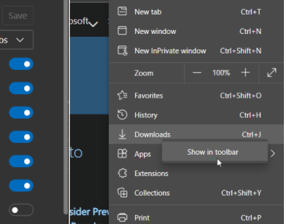 My Edge Chromium [DOWNLOADS] show in toolbar disapear - Microsoft Q&A