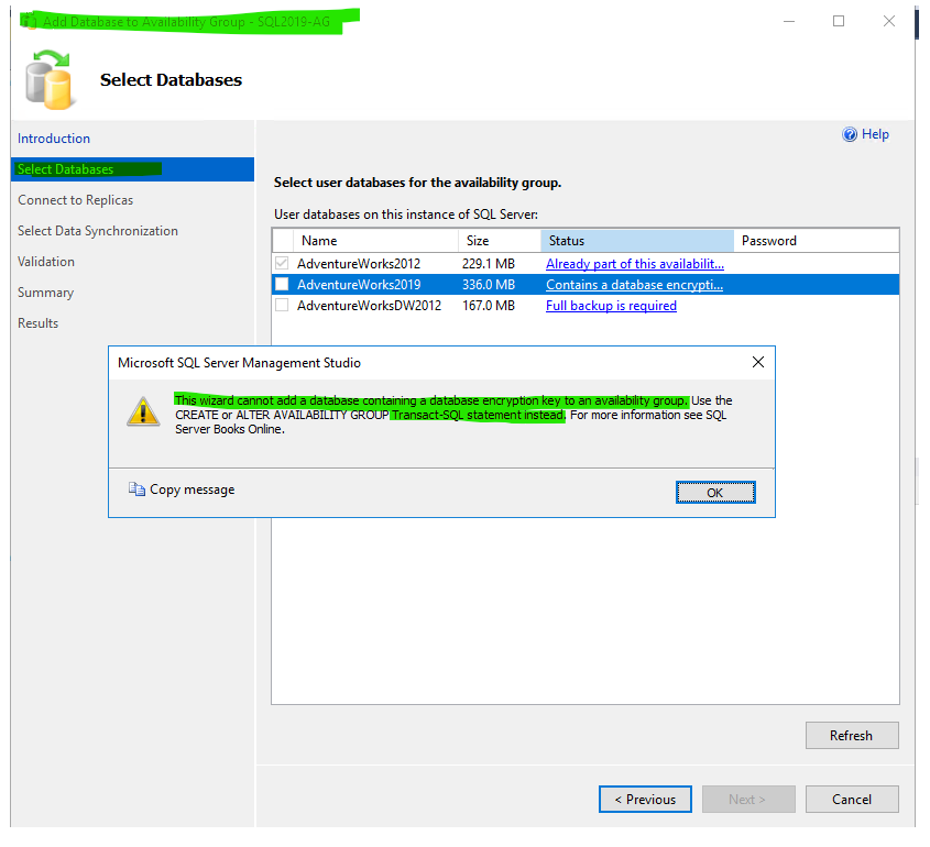 Always On Availability and Encrypted Database - Microsoft Q&A