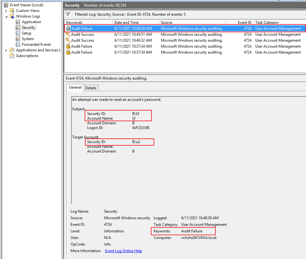 Event Id 4724 - where to find Access Denied attempts for SetPassword ...