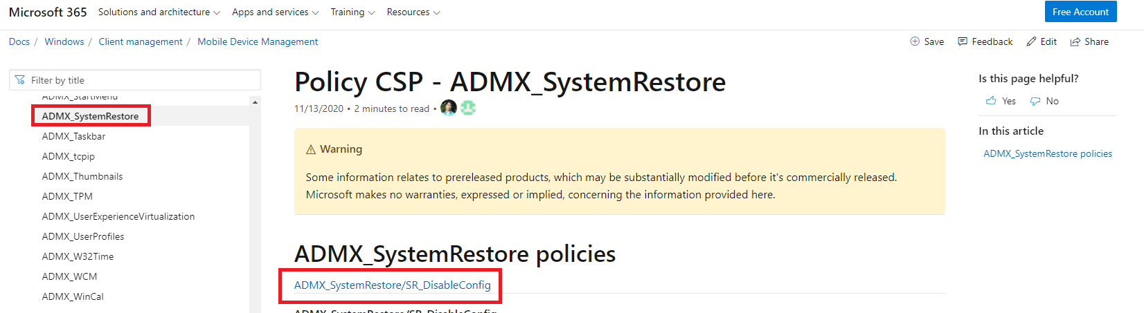 Intune policy to enforce a system restore point creation - Microsoft Q&A