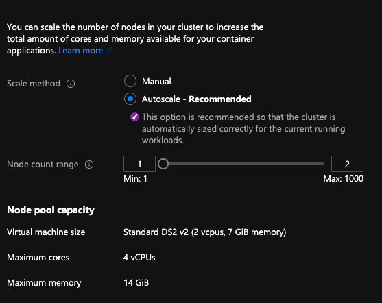 Why does the wmss show manual scaling when the nodepool in the AKS ...